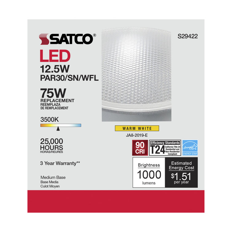 Satco 75 Watt Equivalent PAR30SN E26/Medium (Standard) Dimmable LED Bulb - Wayfair Canada
